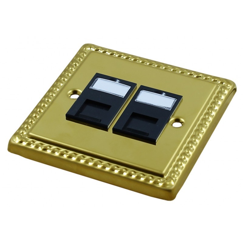 Singlegang Metal Faceplate with 2 Cat6 UTP Module Modules | Cat6 ...