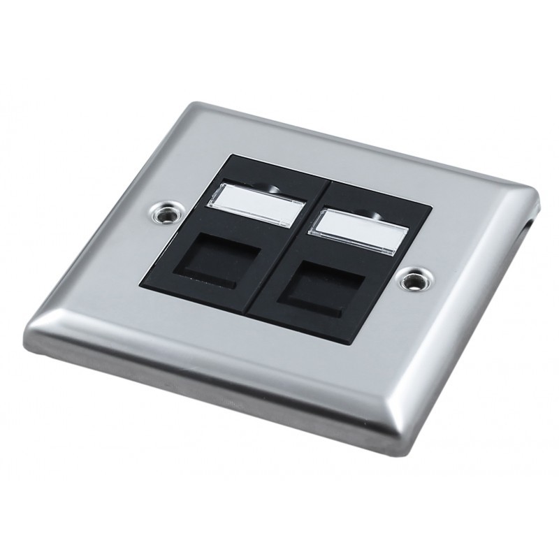 Singlegang Metal Faceplate with 2 Cat6 UTP Module Modules | Cat6 ...
